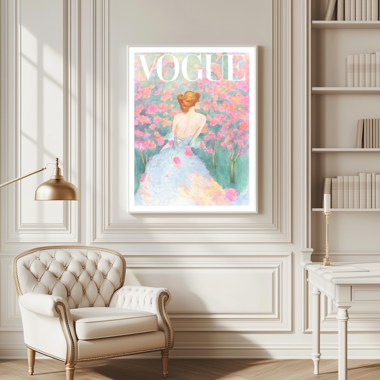 Vouge Girl in the Flower Field Trendy Pink Preppy Decore Cute Coquette ...