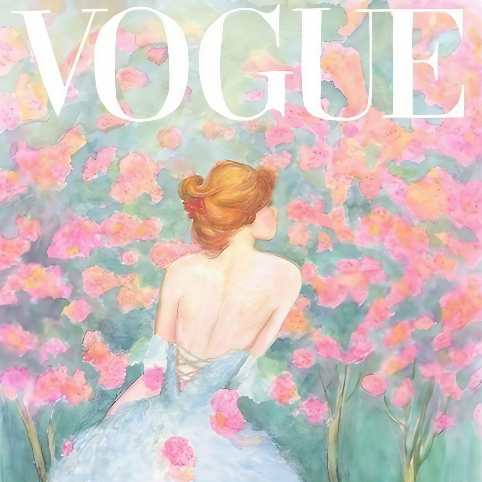 Vouge Girl in the Flower Field Trendy Pink Preppy Decore Cute Coquette ...