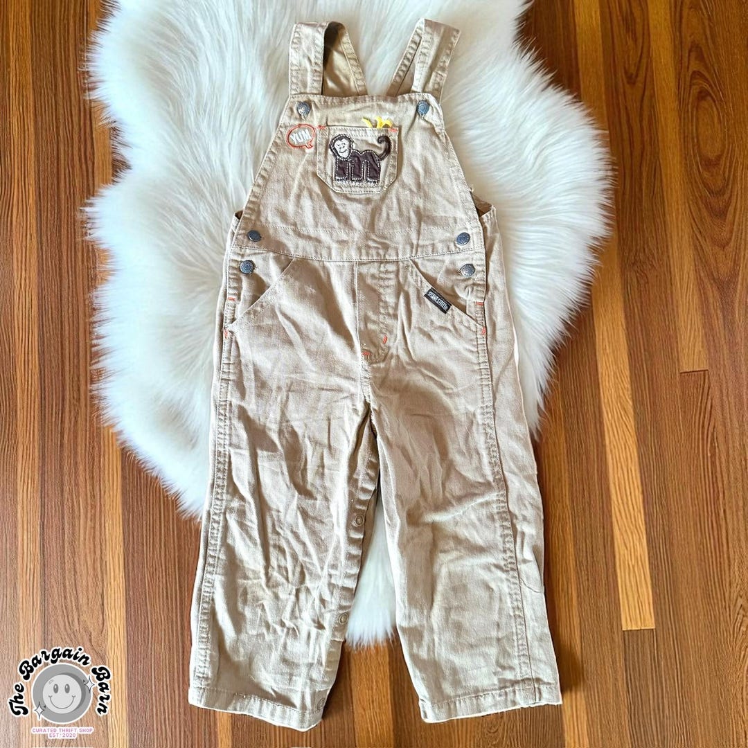 Vintage Y2K Sesame Street 2003 Monkey Embroidered Overalls (24M ...