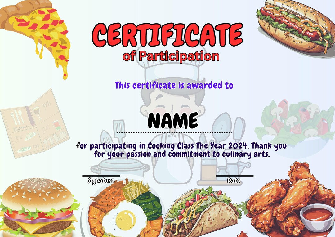 Editable Certificate of Participation Customizable Award Template ...