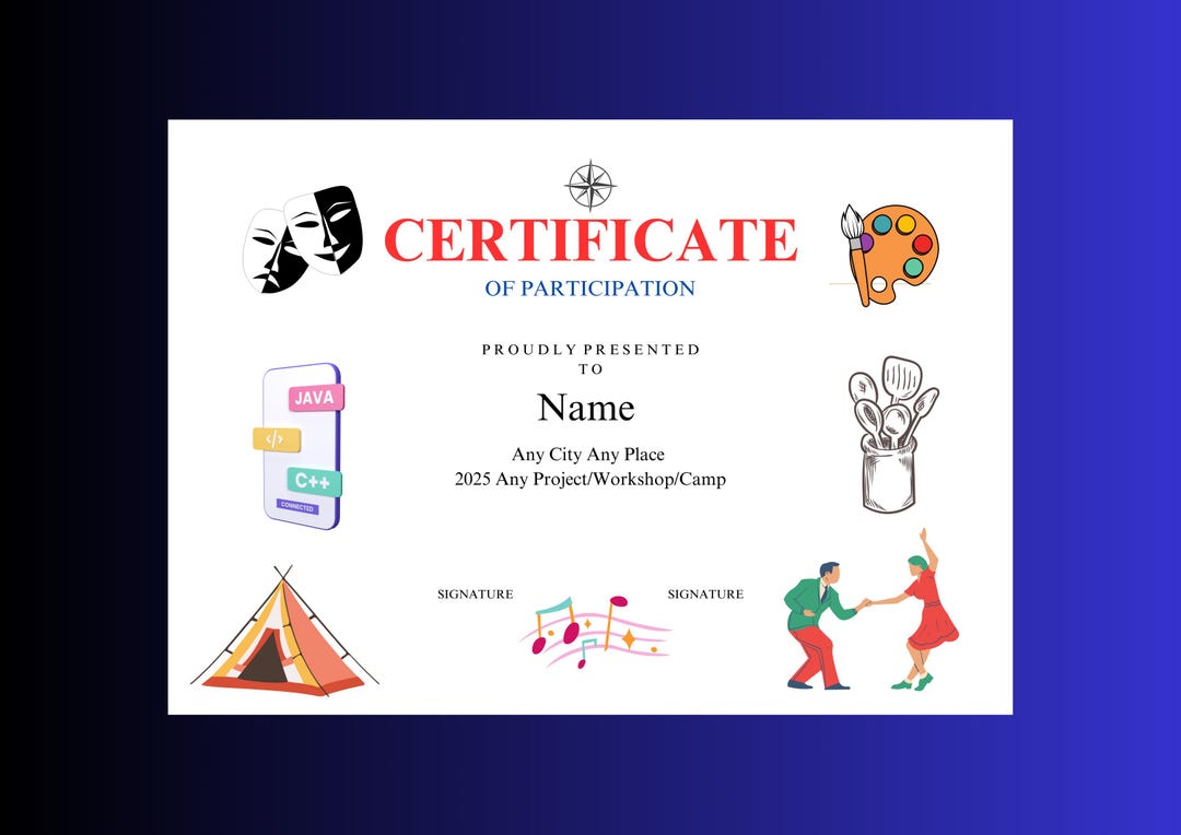 Certificate of Participation Template | Canva Editable - Etsy