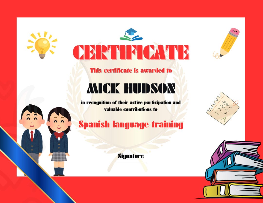 Editable Spanish Language Training Certificate Template Canva ...