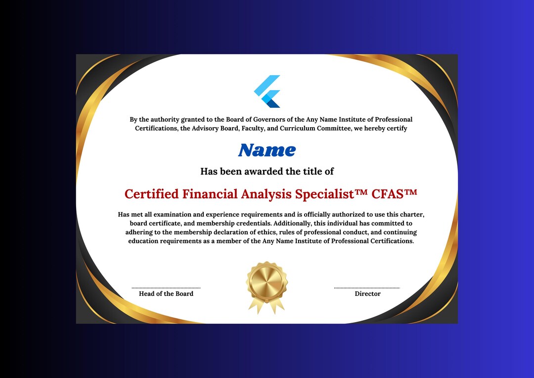 Certificate of CFAS Template | Canva Editable - Etsy UK