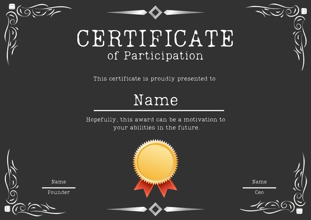 Editable Certificate of Participation Customizable Award Template ...