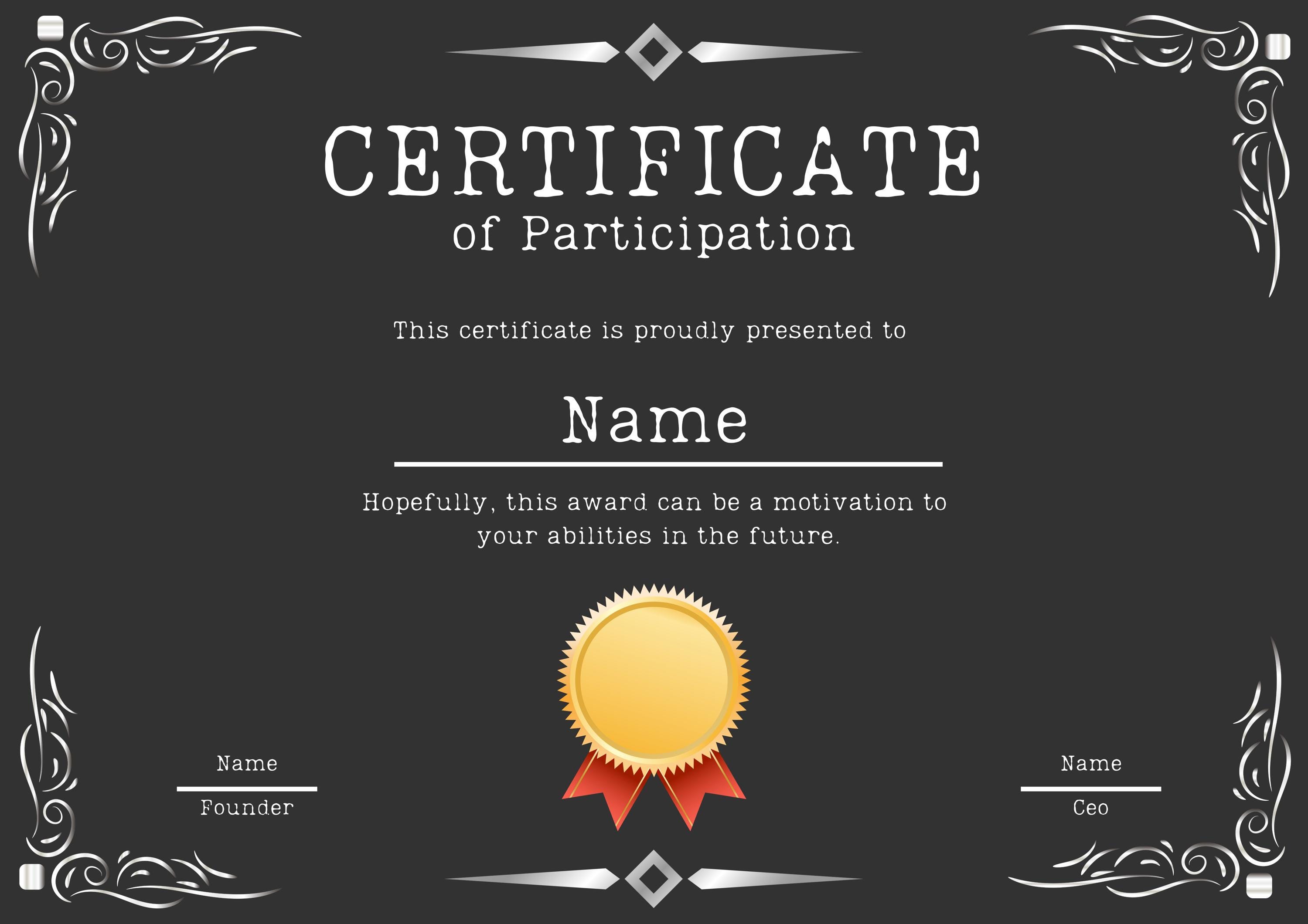 Editable Certificate of Participation Customizable Award Template ...