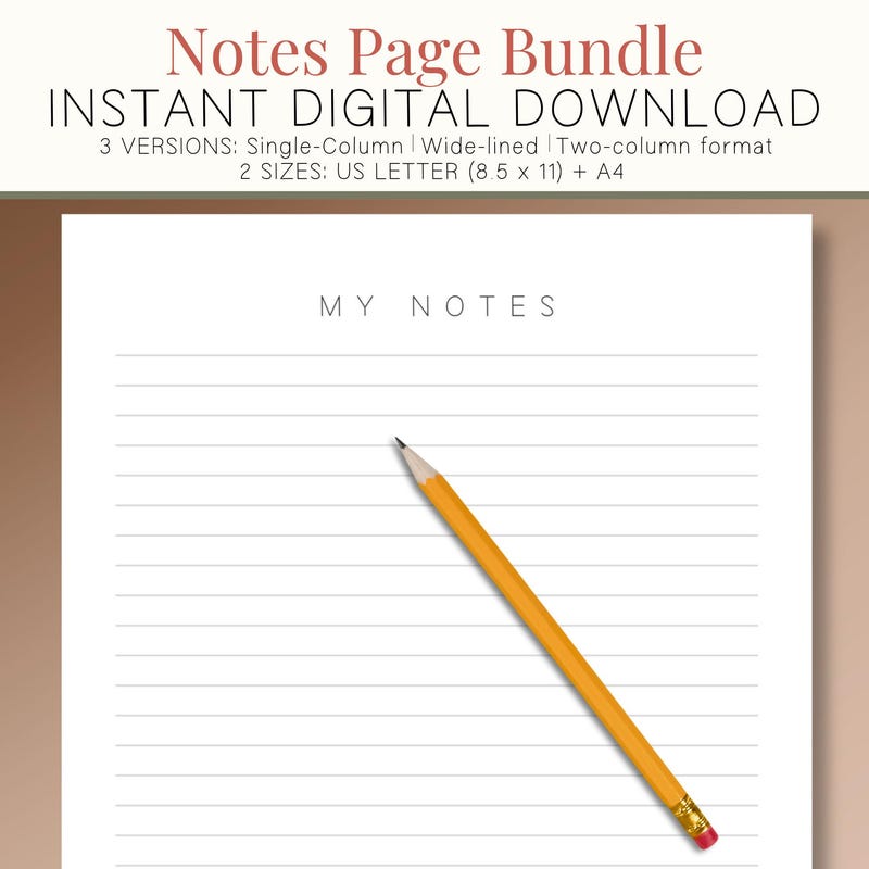 Two Column Notes Template - Etsy