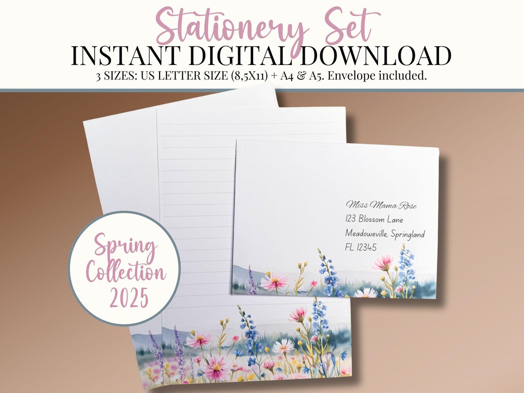 Printable Spring Floral Stationery Set - Printable Writing Paper ...