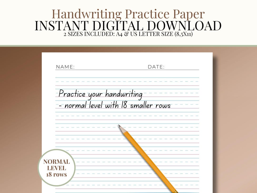 Handwriting Practice Paper, Learn Handwriting, NORMAL Level, Homeschool ...