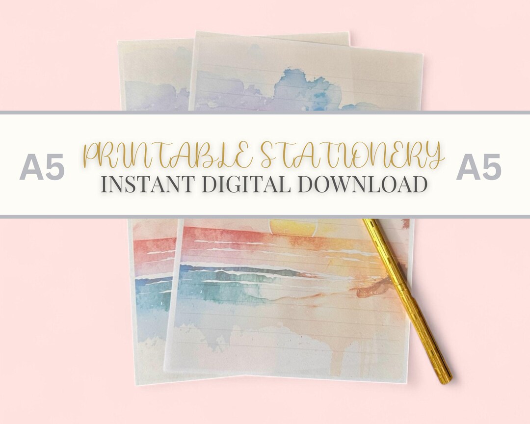 Printable Stationery Set – "summer Vibe" | Instant Digital Download, A5 ...
