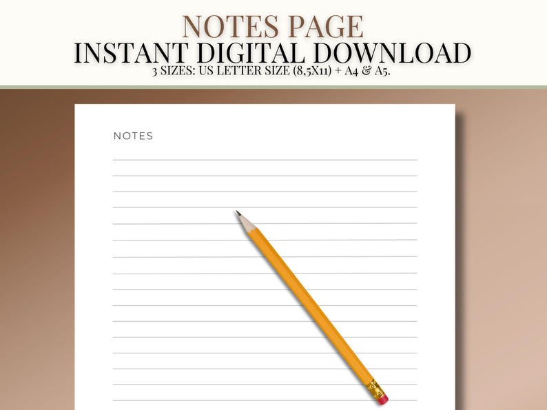 Minimalist Notes Page Printable - Note Taking, Instant Download Lined ...