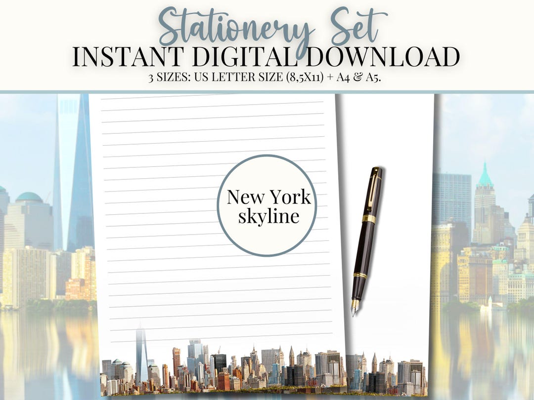 New York City Stationery Set | Printable Writing Paper A4 A5 US Letter ...
