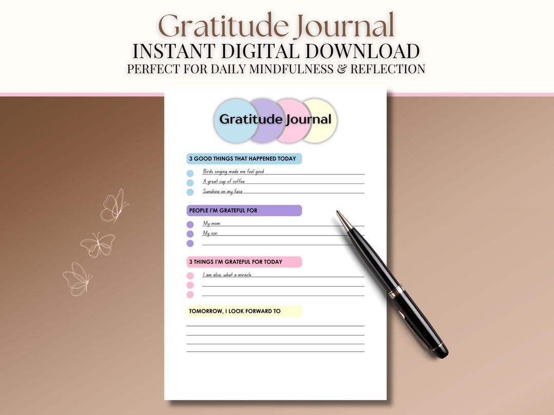 Daily Gratitude Journal Printable: Reflection & Mindfulness (digital ...