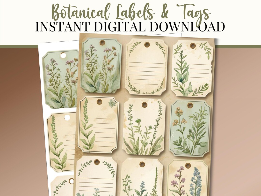 Printable Botanical Labels & Tags: Vintage Style Scrapbooking (A4 PDF ...