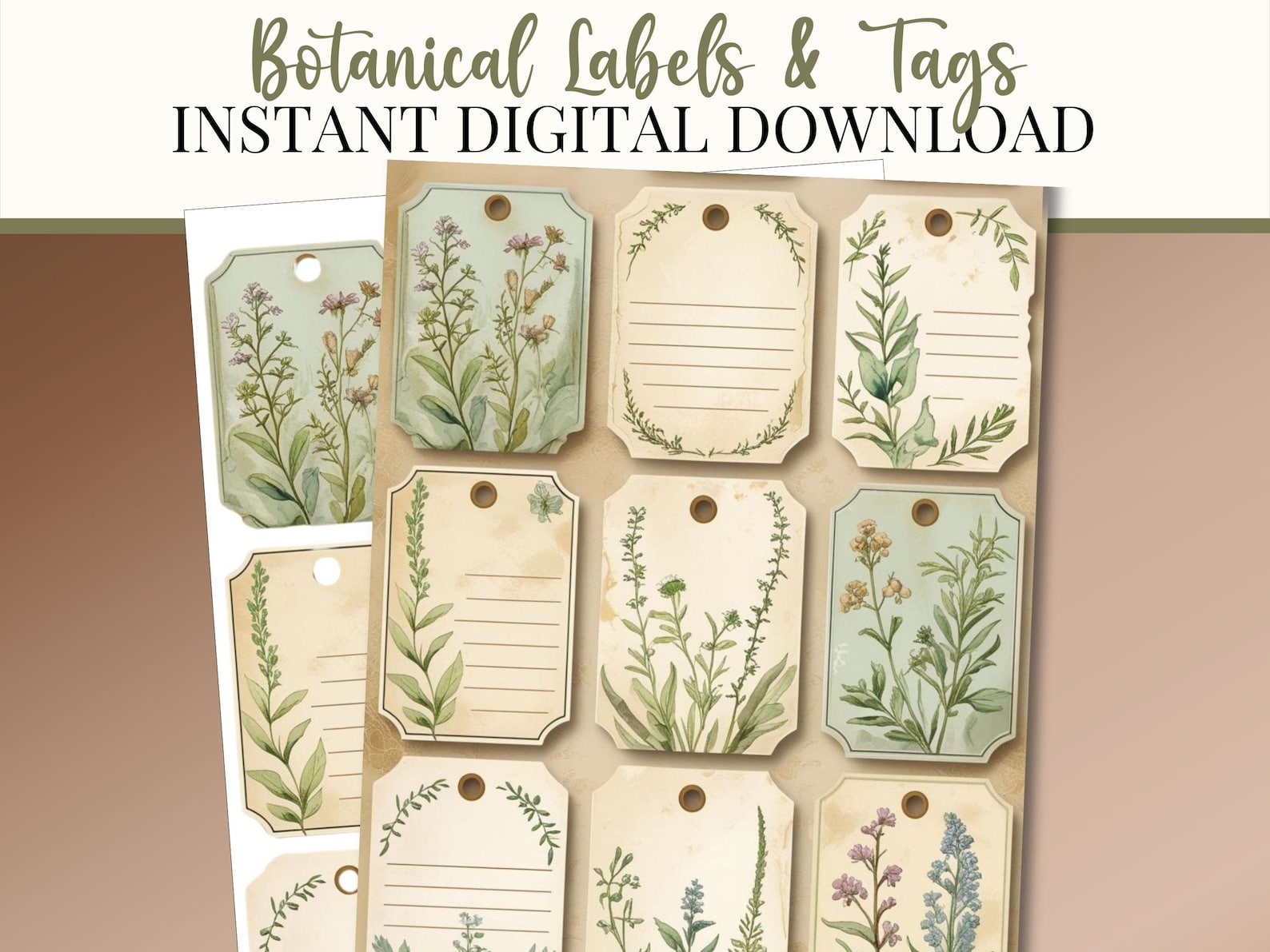 Printable Botanical Labels & Tags: Vintage Style Scrapbooking (A4 PDF ...
