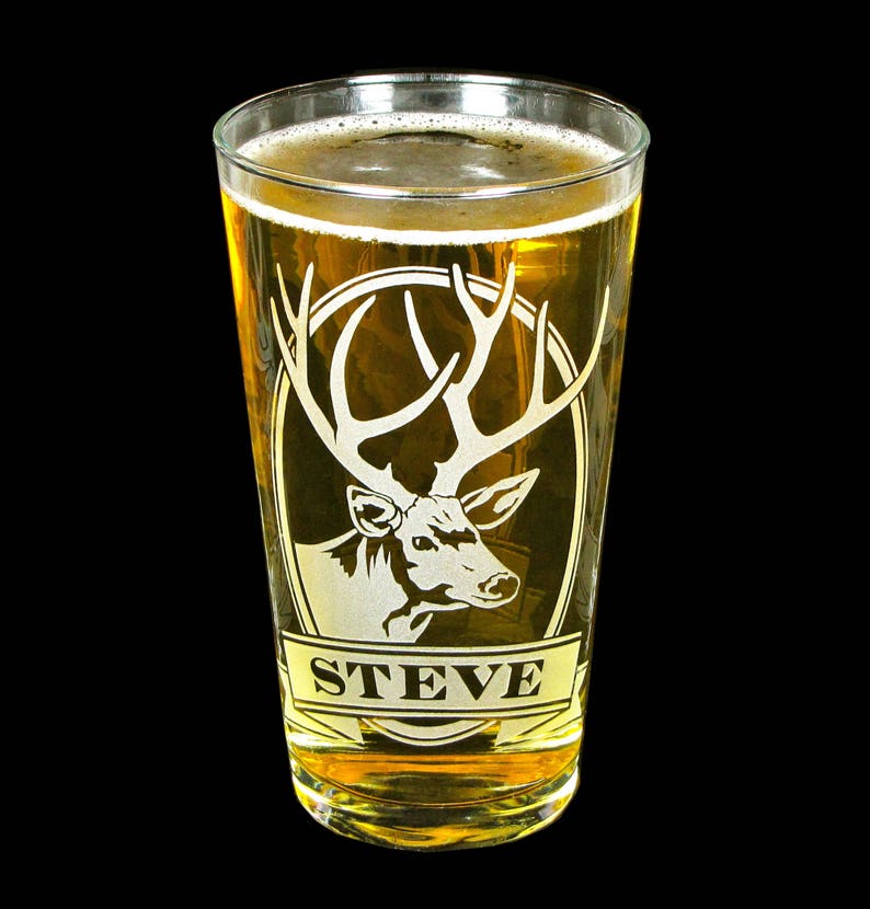 1 Personalized Moose Pint Glass, Etched Glass - Etsy