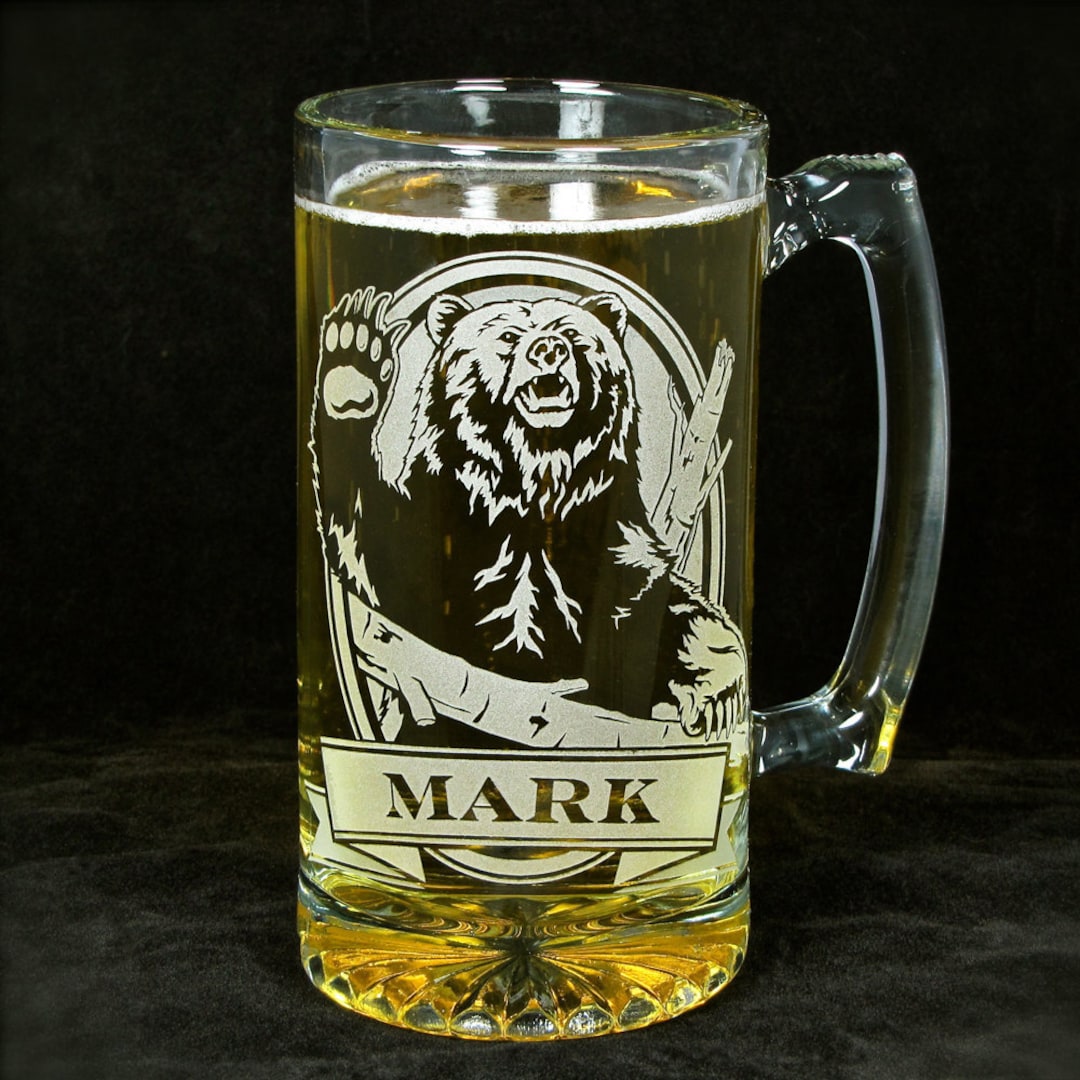 Personalized Grizzly Bear Beer Mug - Etsy