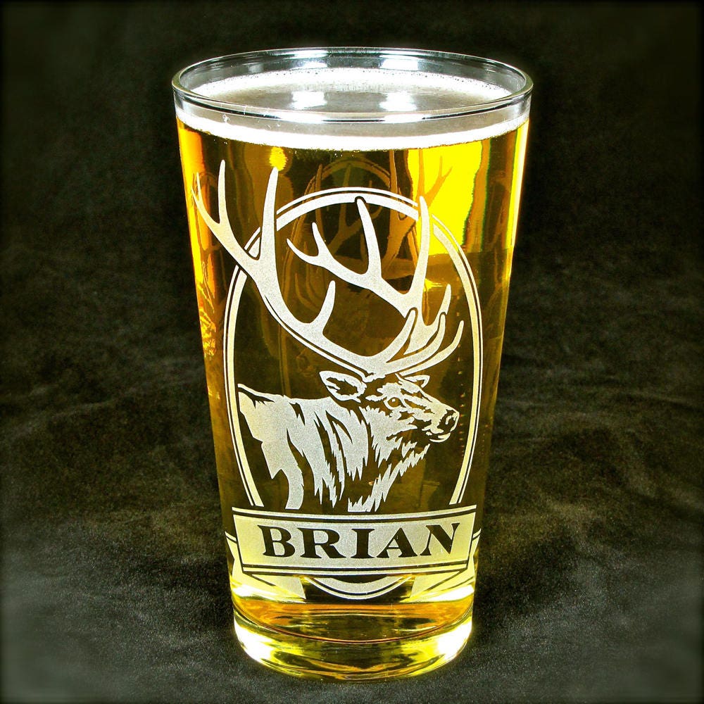 1 Personalized Moose Pint Glass, Etched Glass - Etsy