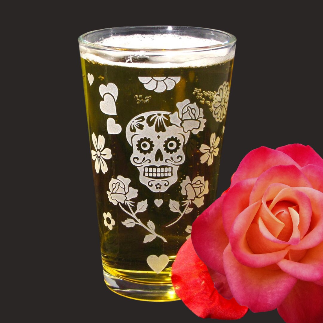 Day of the Dead Pint Glass Your Choice of Calavera Sugar Skull - Etsy