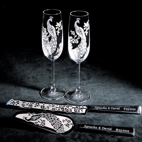 Peacock Wedding Cake Server and Knife Personalized Table - Etsy Peacock Wedding Cake Server and Knife Personalized Table - Etsy
