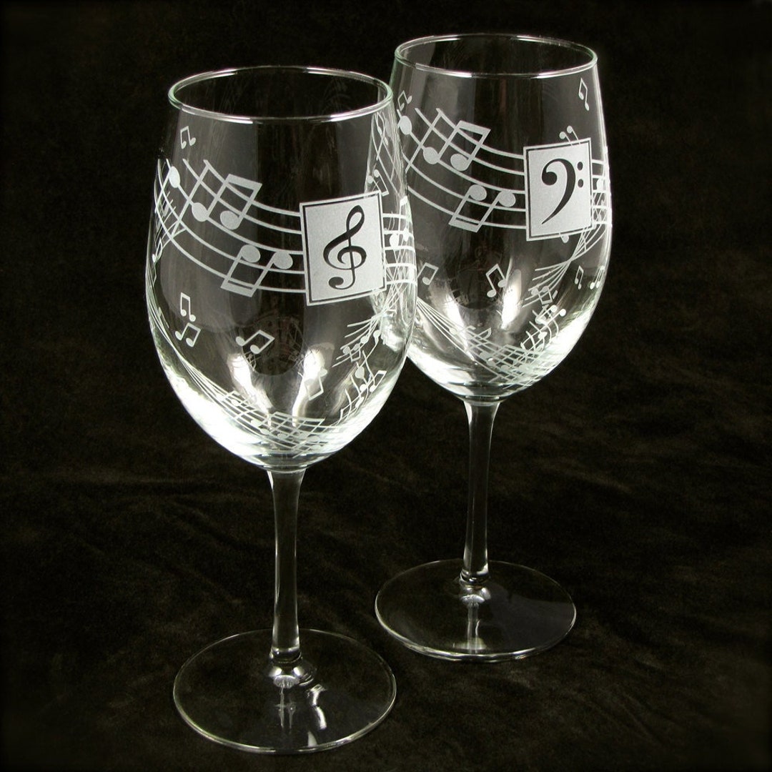 2 Personalized Music Wine Glasses, Wedding Gift for Couple, Birthday ...