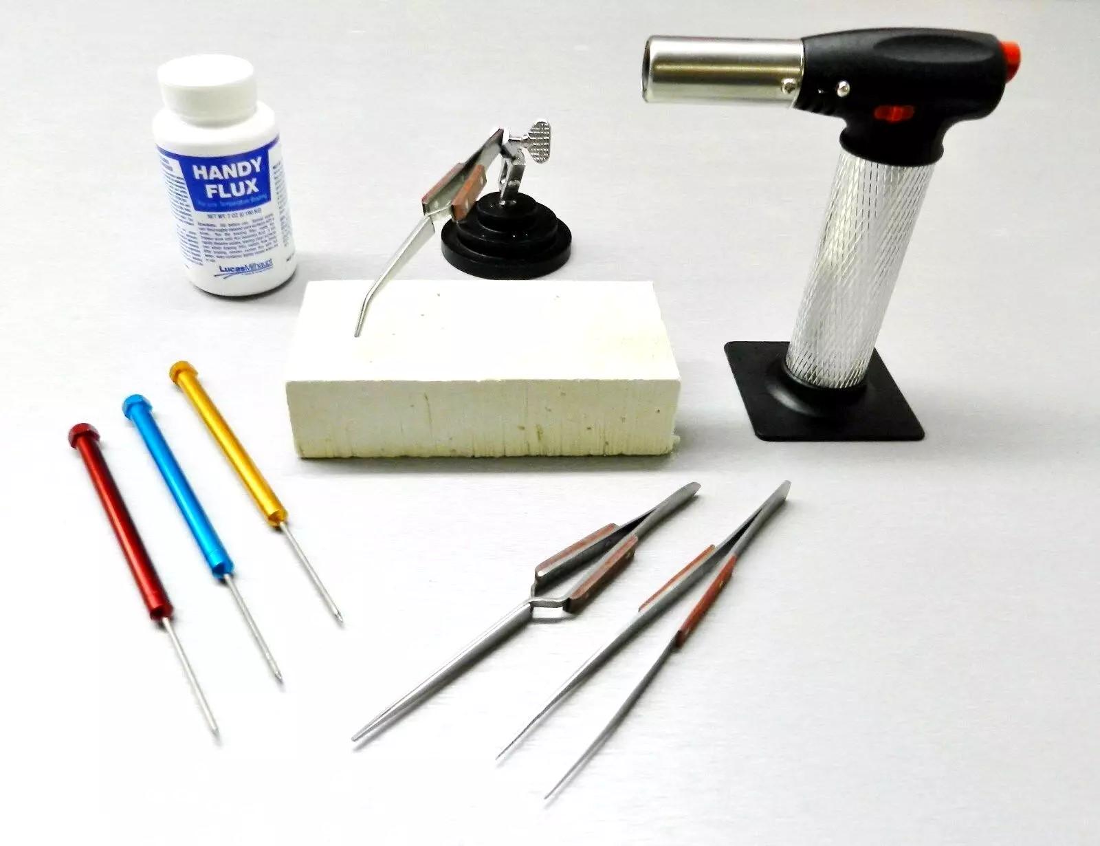 Jewelry Soldering Kit Torch Magnesia Block Fiber Tweezers Picks Flux ...