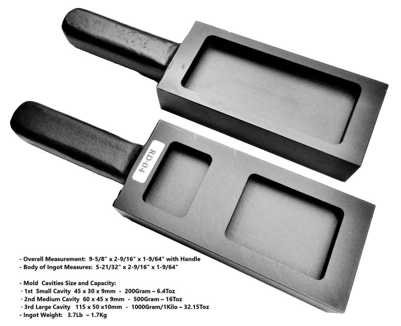 Cast Iron Ingot Mold: Double Sided 3-pocket Bar Plate - Etsy
