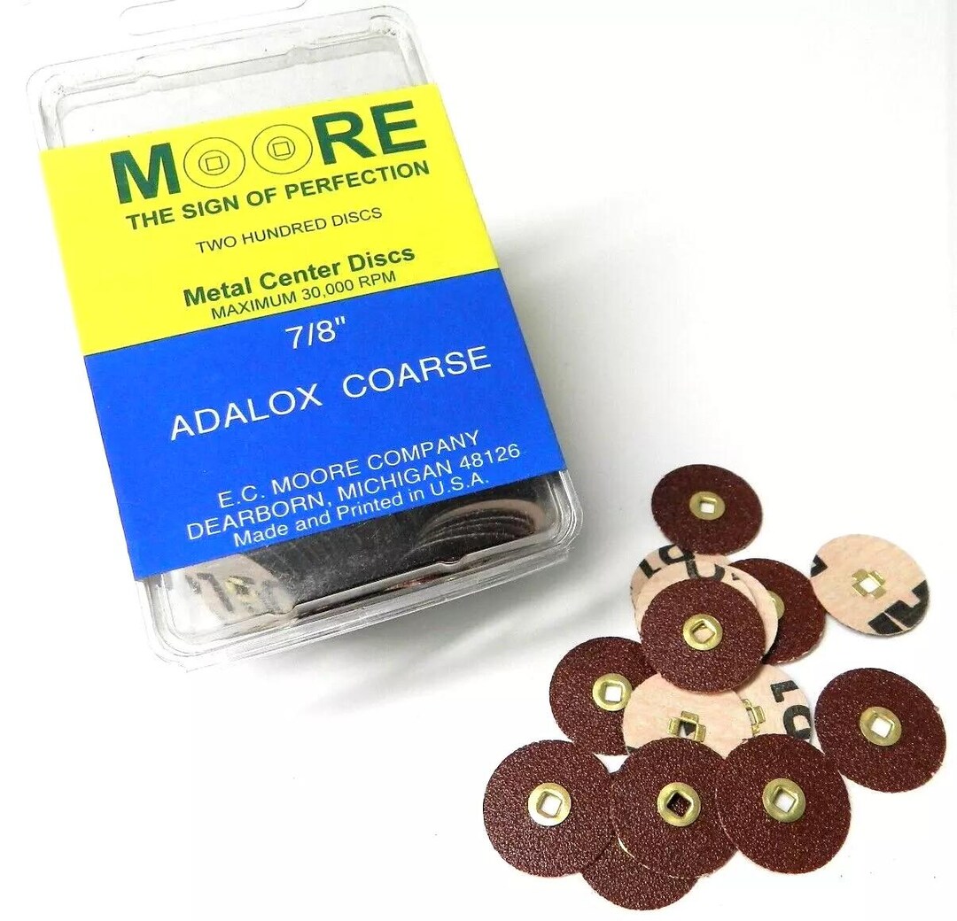 E.C. Moore's Adalox Coarse 7/8" Sanding Disc Snap on Brass Center Pack ...