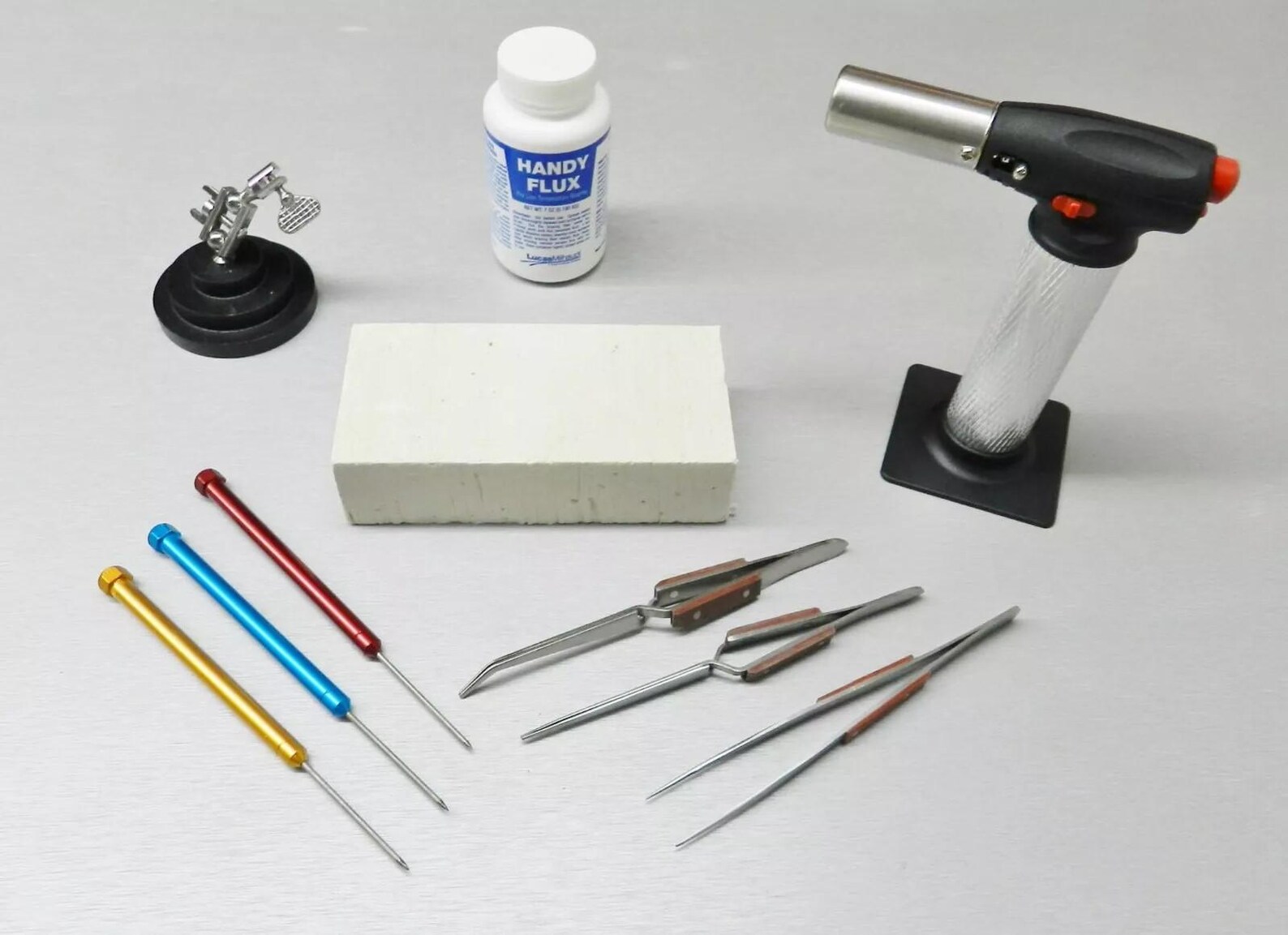 Jewelry Soldering Kit Torch Magnesia Block Fiber Tweezers Picks Flux ...