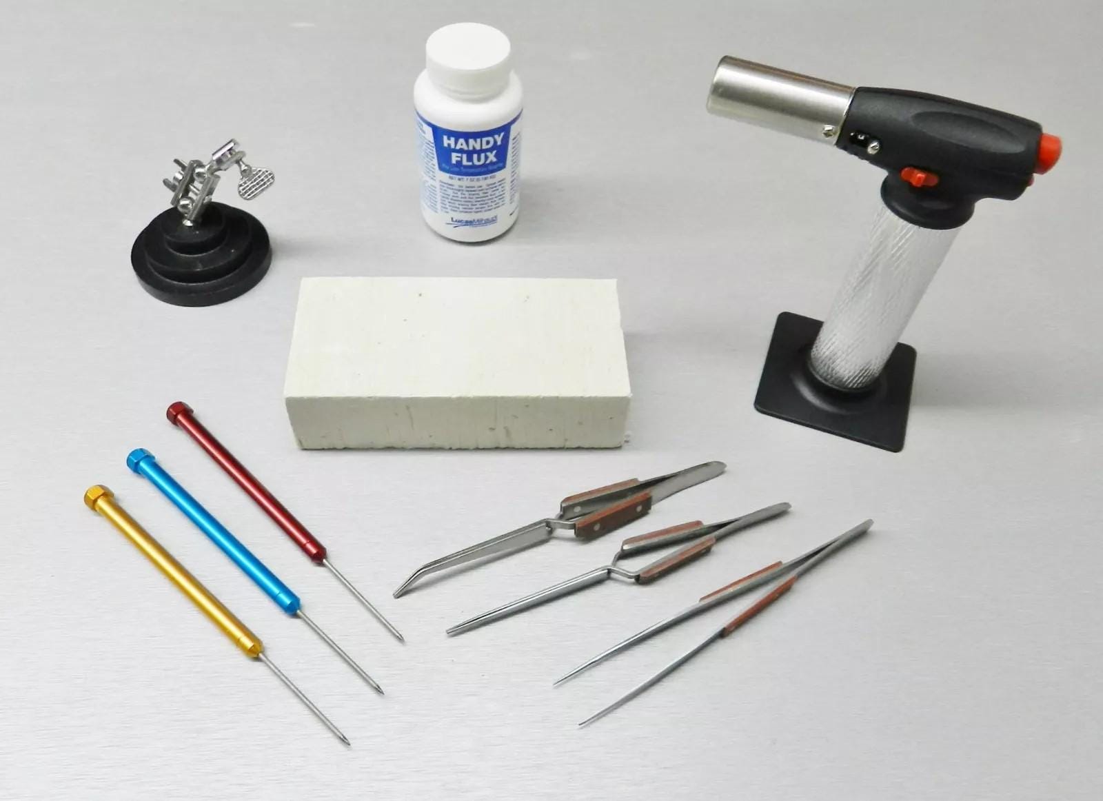 Jewelry Soldering Kit Torch Magnesia Block Fiber Tweezers Picks Flux ...
