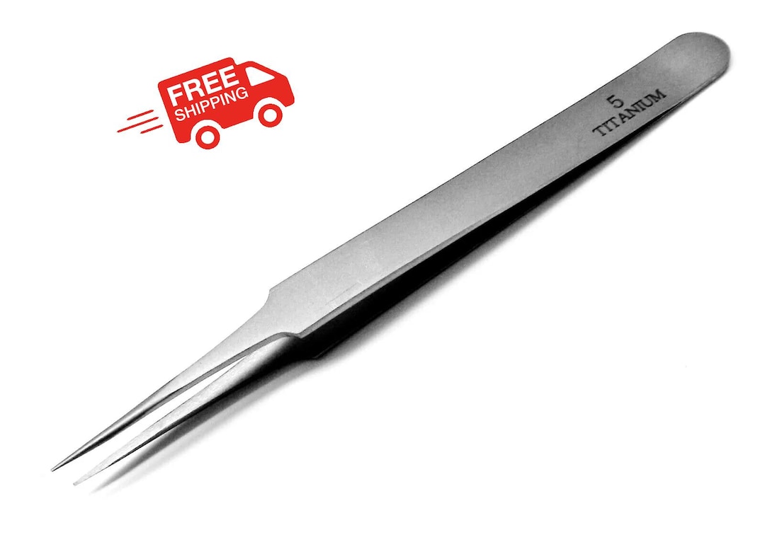 Titanium Tweezers Ultra Fine Tip #5 Non Magnetic Precision Tweezer 4-3/ ...