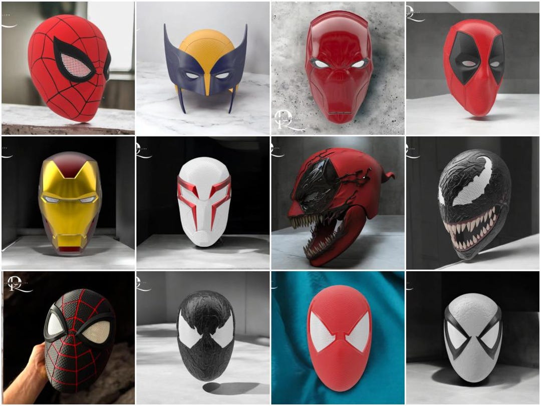 Superhero Wearable Mask 3D STL File Bundle - Magnetic Masks (digital ...