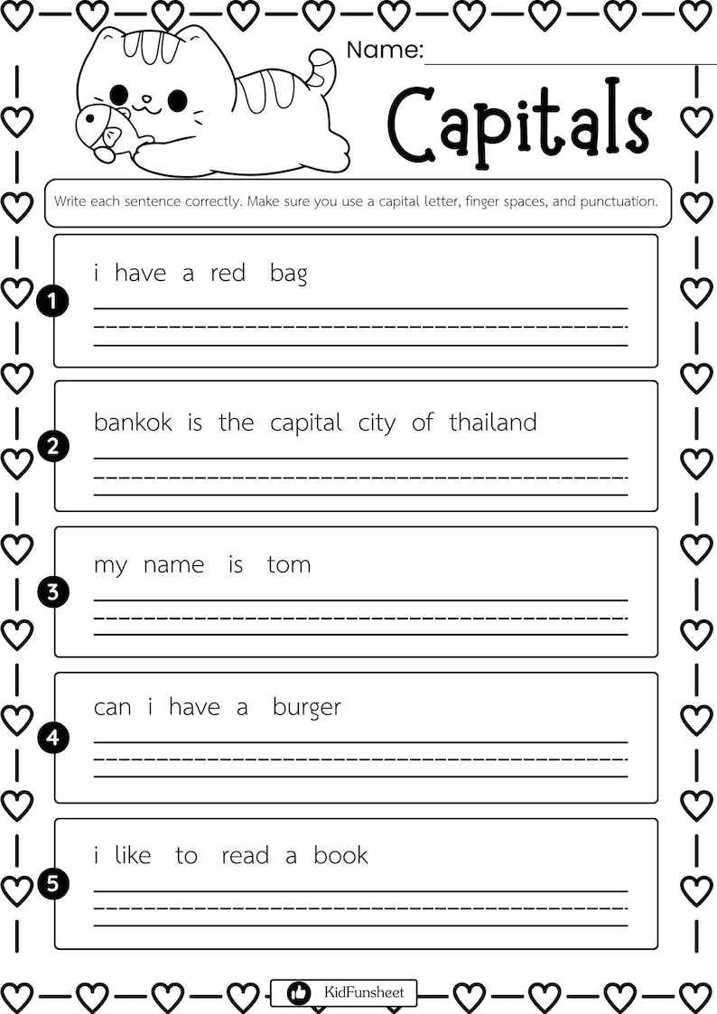 Capital Letters Worksheet for Kid - Etsy