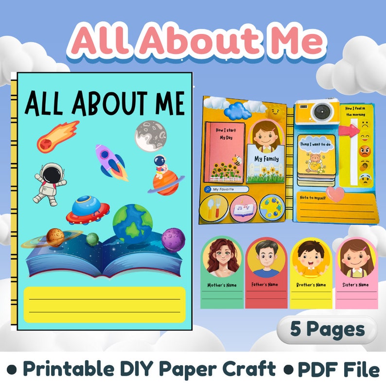 Printable DIY Paper Craft All About Me Activities Lapbook - Etsy