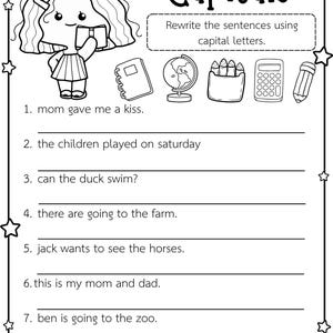 Capital Letters Worksheet for Kid - Etsy
