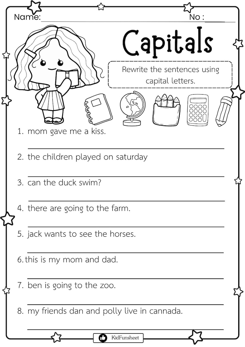 Capital Letters Worksheet for Kid - Etsy