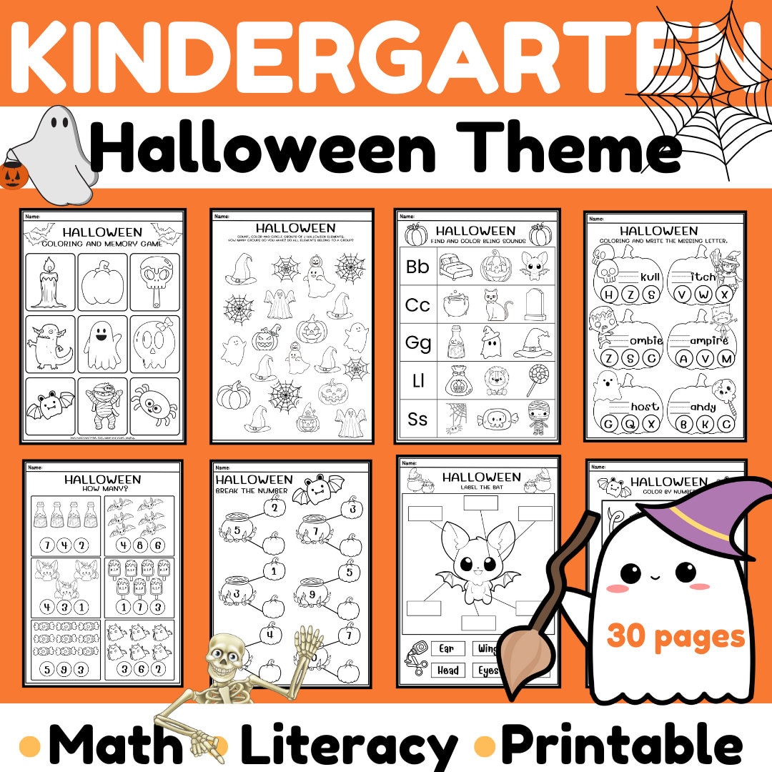 Kindergarten Worksheets Halloween Theme Activities - Etsy