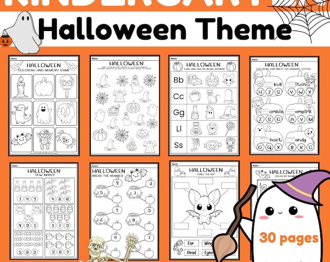 Halloween Activities for Kindergarten Math and Literacy No Prep ...