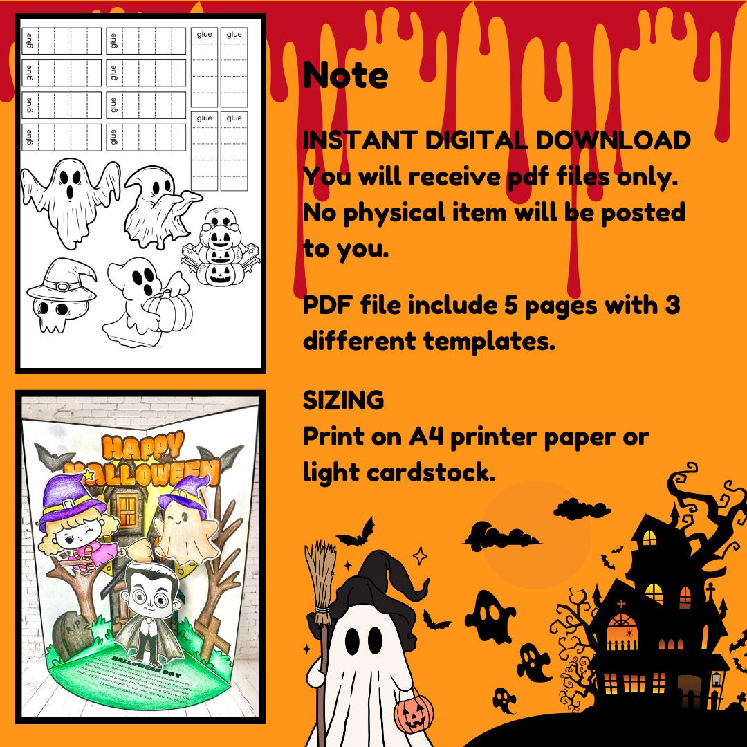 Haunted House Paper Craft Activity-halloween Printable Craft Kids ...