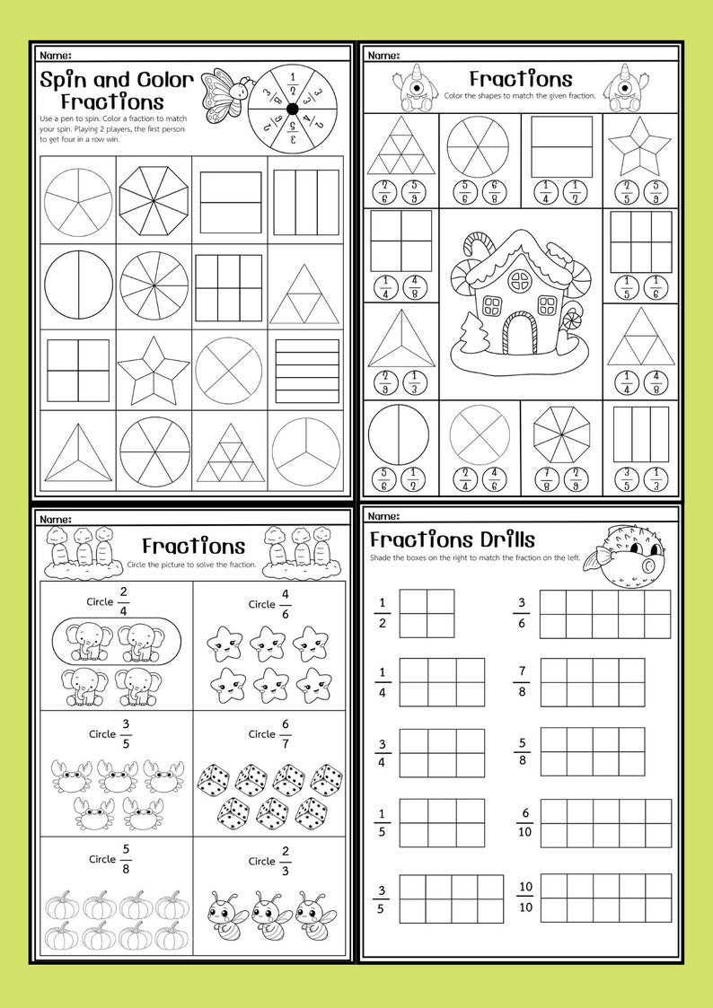 Fraction Activities Printable Worksheets for 1st,2nd Grade Basic ...