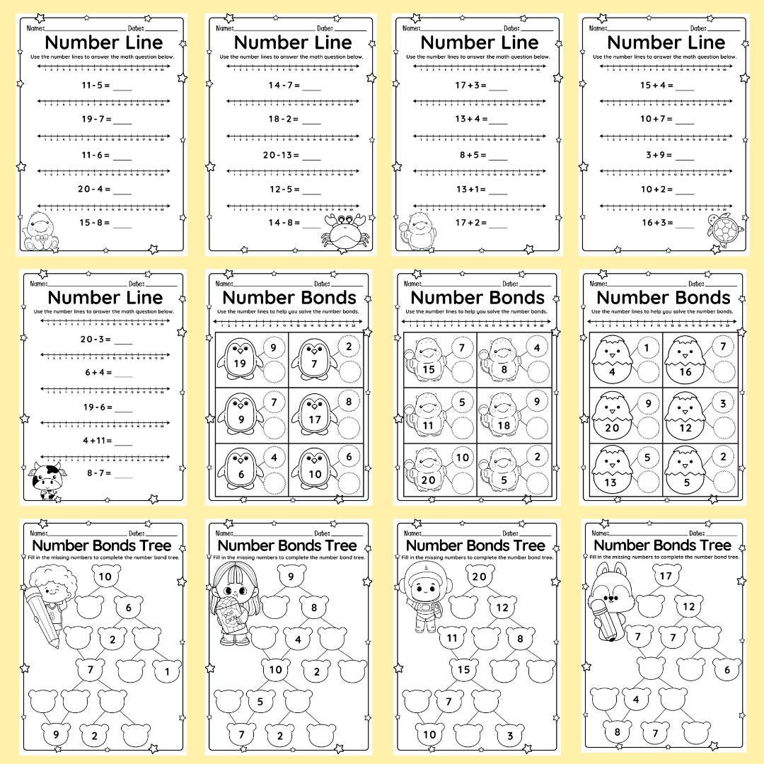 Subtraction & Addition Within 20 Printable Math Worksheet for Kids 1st ...