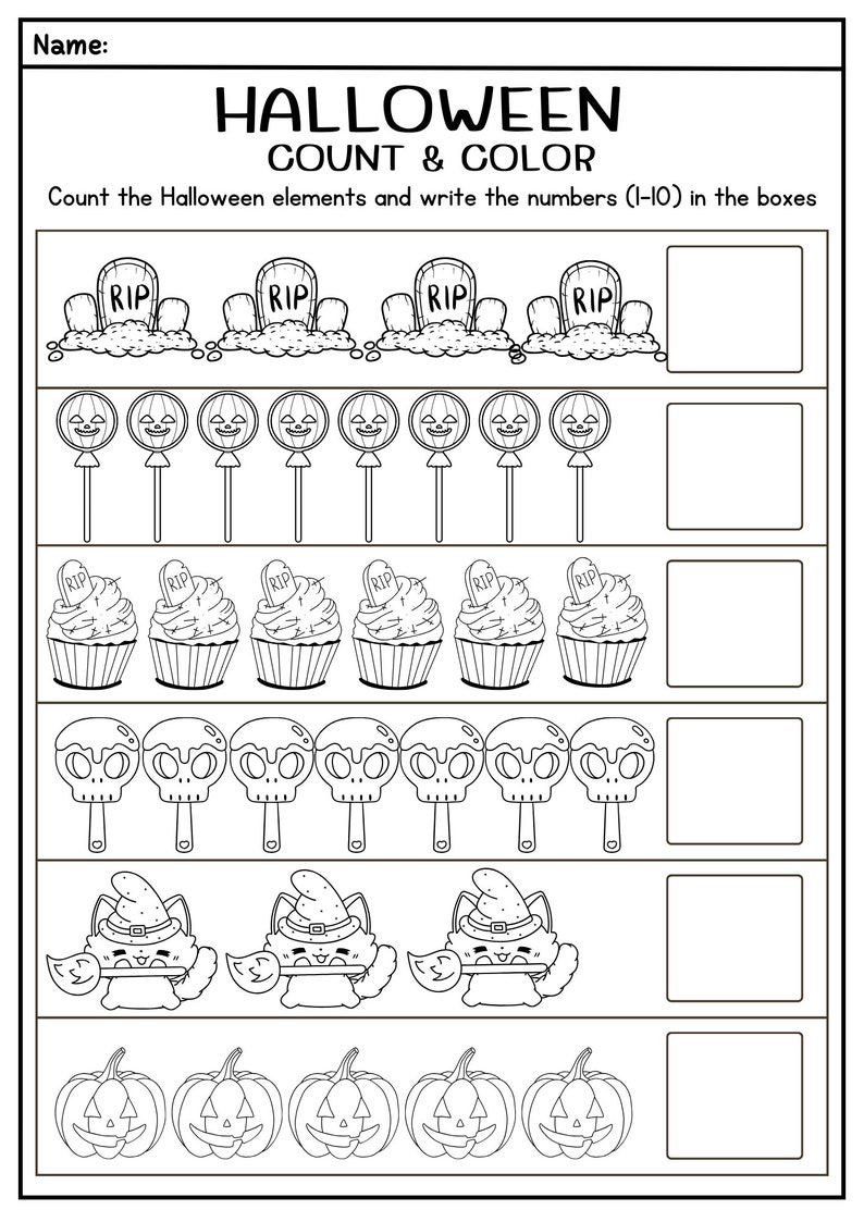 Kindergarten Worksheets Halloween Theme Activities - Etsy
