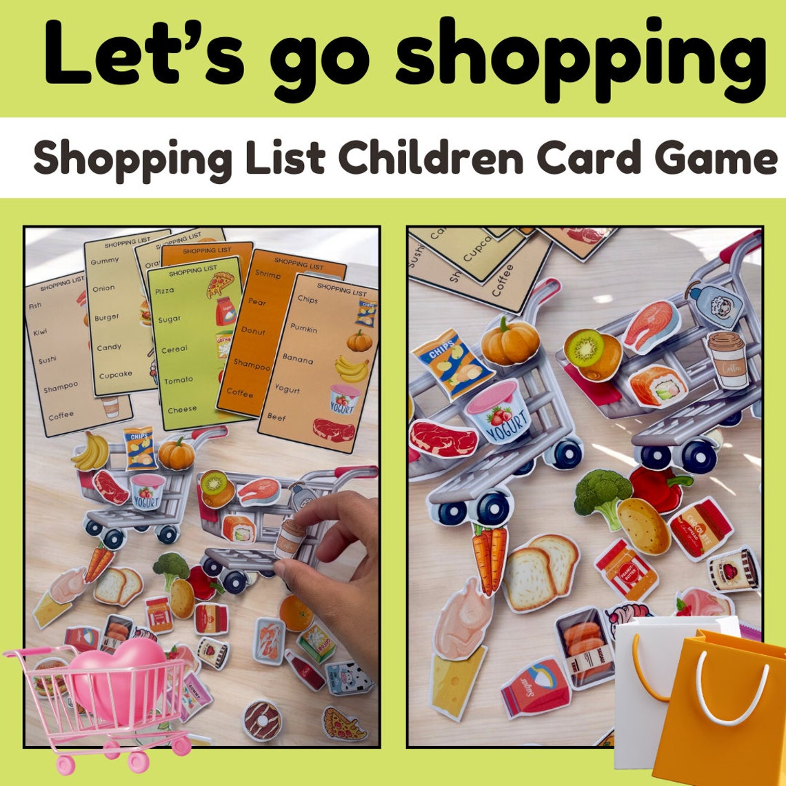 Let's Go Shopping-shopping Lists Card Game - Etsy