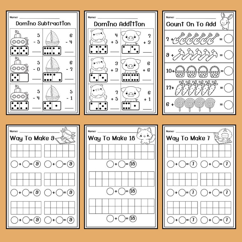 Addition & Subtraction Worksheets Math up to 20-printable - Etsy