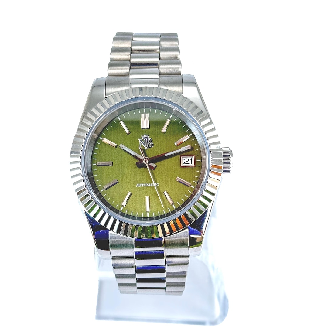 Mens 39mm Olive Green Datejust Automatic Watch With Fluted Bezel - Etsy