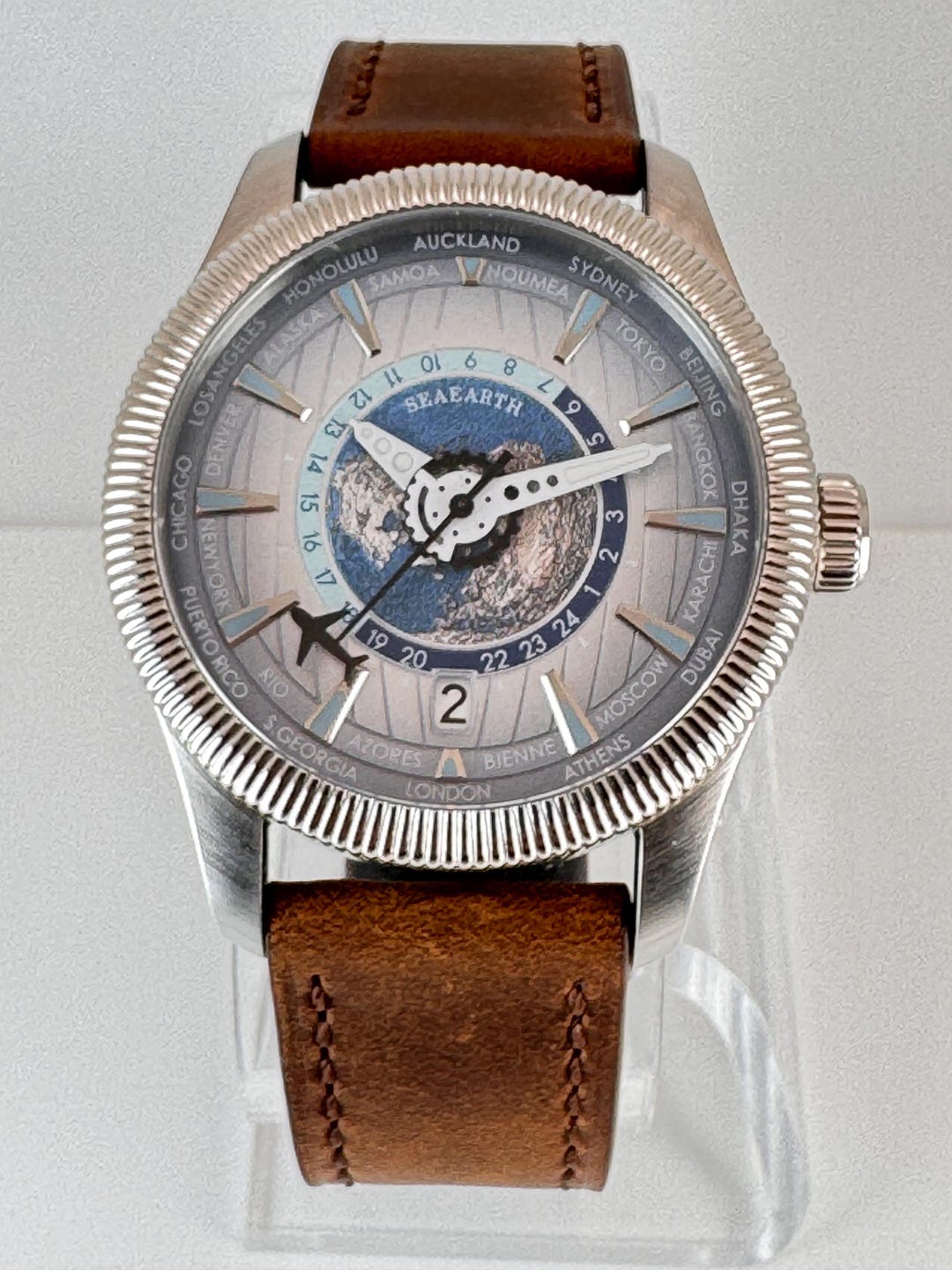 Mens Seaearth Worldtime Automatic Watch - Etsy