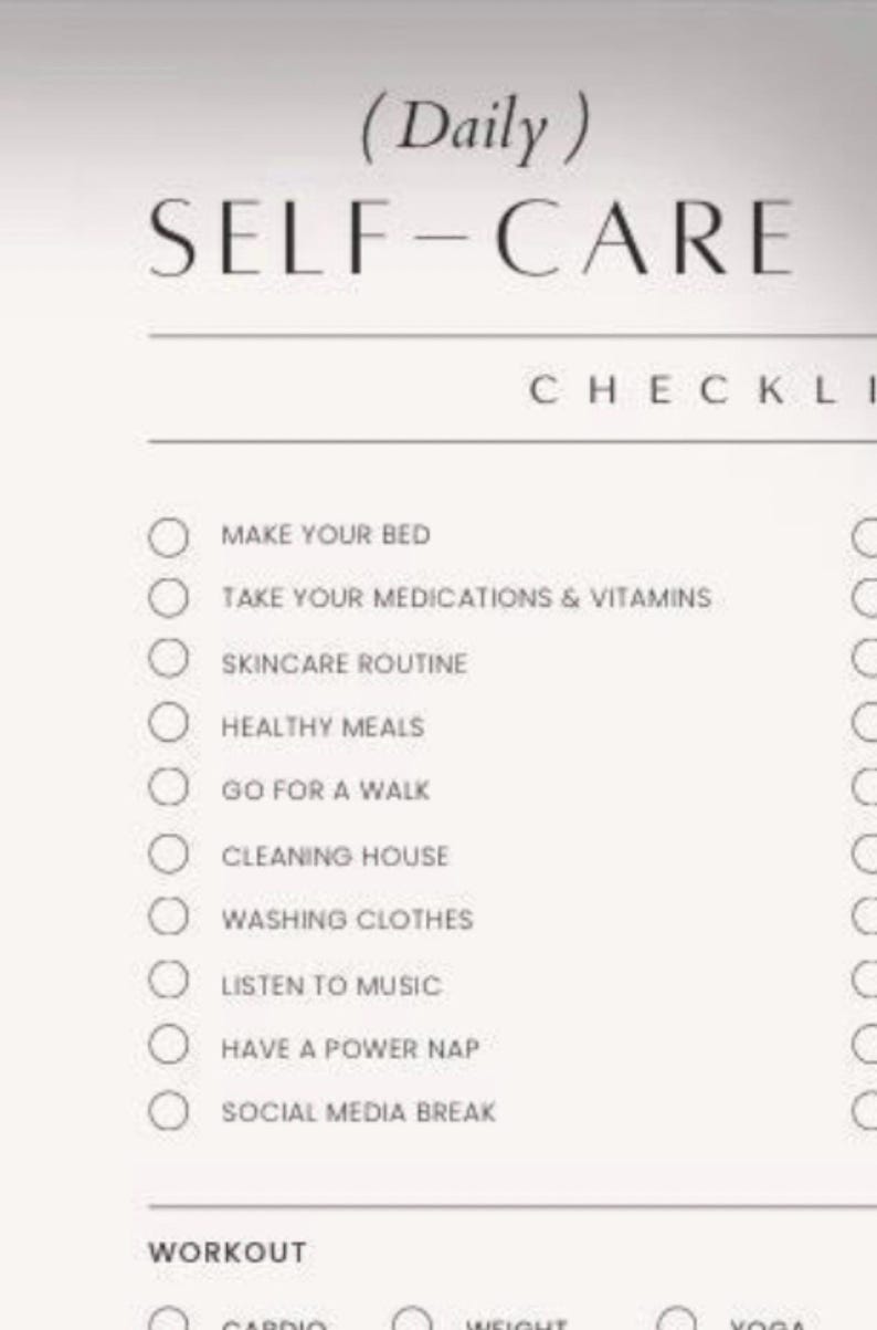 Self Care Checklist - Etsy