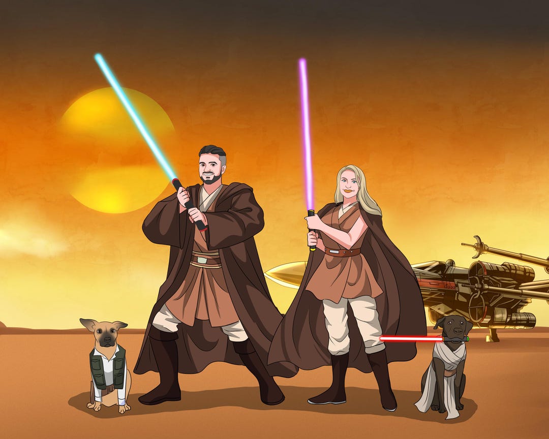 Personalized Star Wars Portrait, Custom Jedi Portrait, Portrait From ...