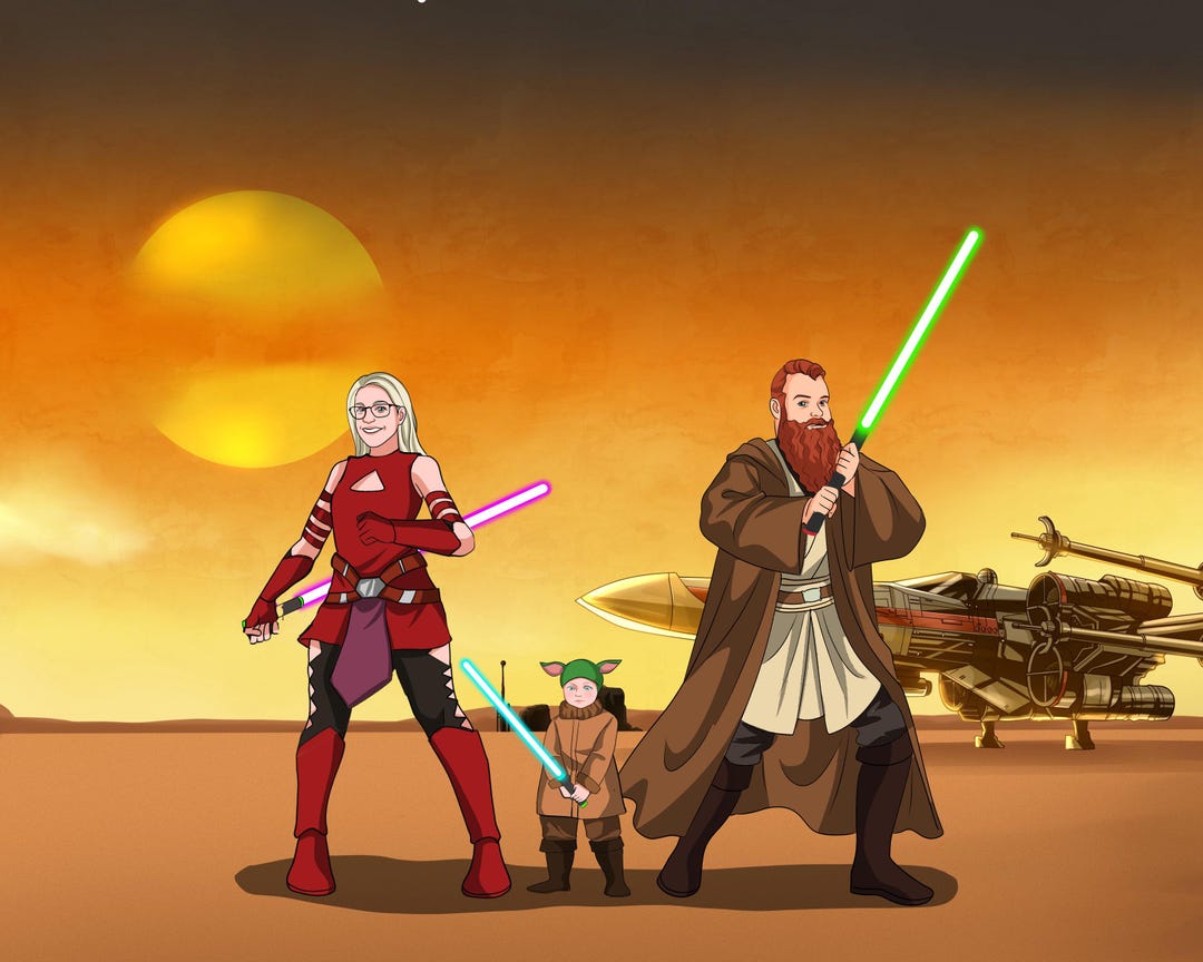 Personalized Star Wars Portrait, Custom Jedi Portrait, Portrait From ...