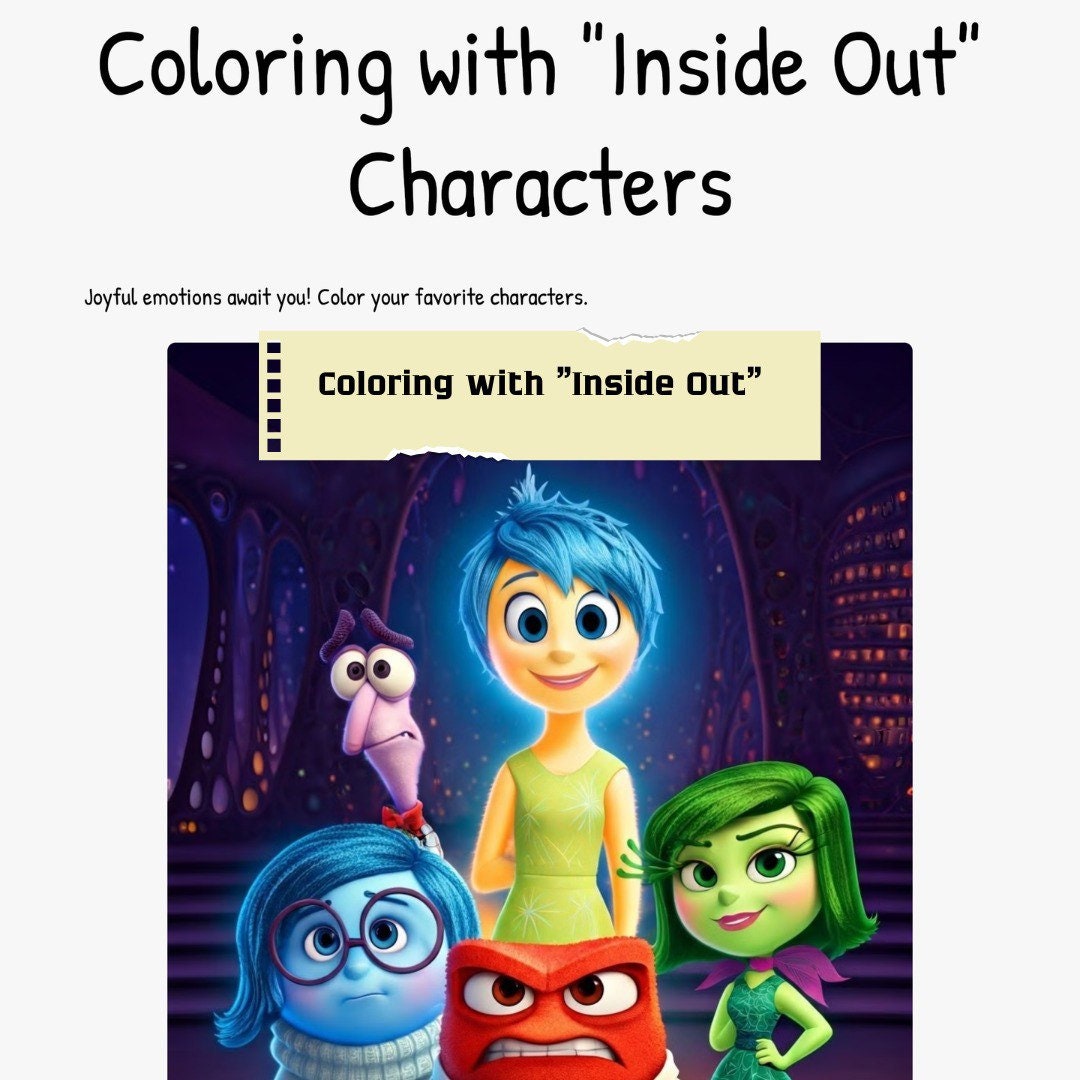 Inside Out Coloring Book: 5 Pages of Emotions PDF - Etsy