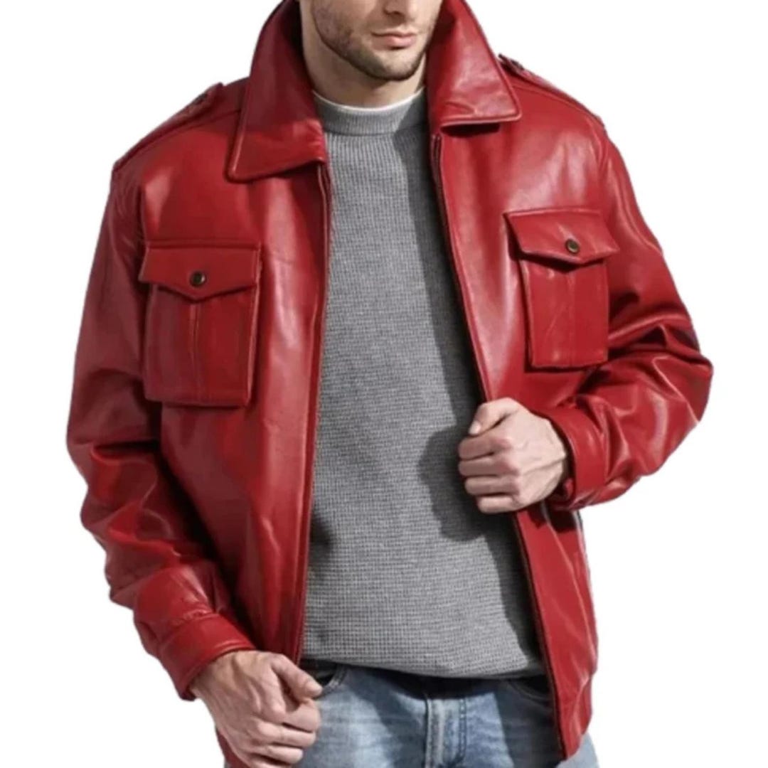 Red Leather Racer Jacket. Leather Jacket Men, Men's Leather Jacket ...